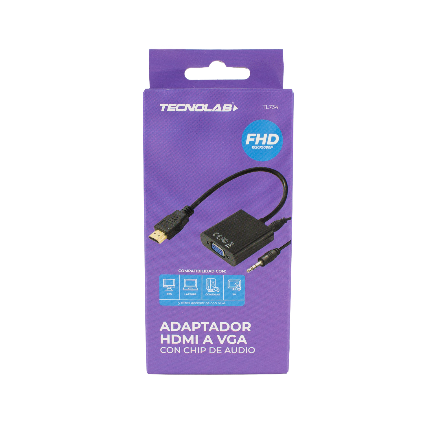 ADAPTADOR TECNOLAB HDMI A VGA CON CHIP Y AUDIO. - Pacific Color