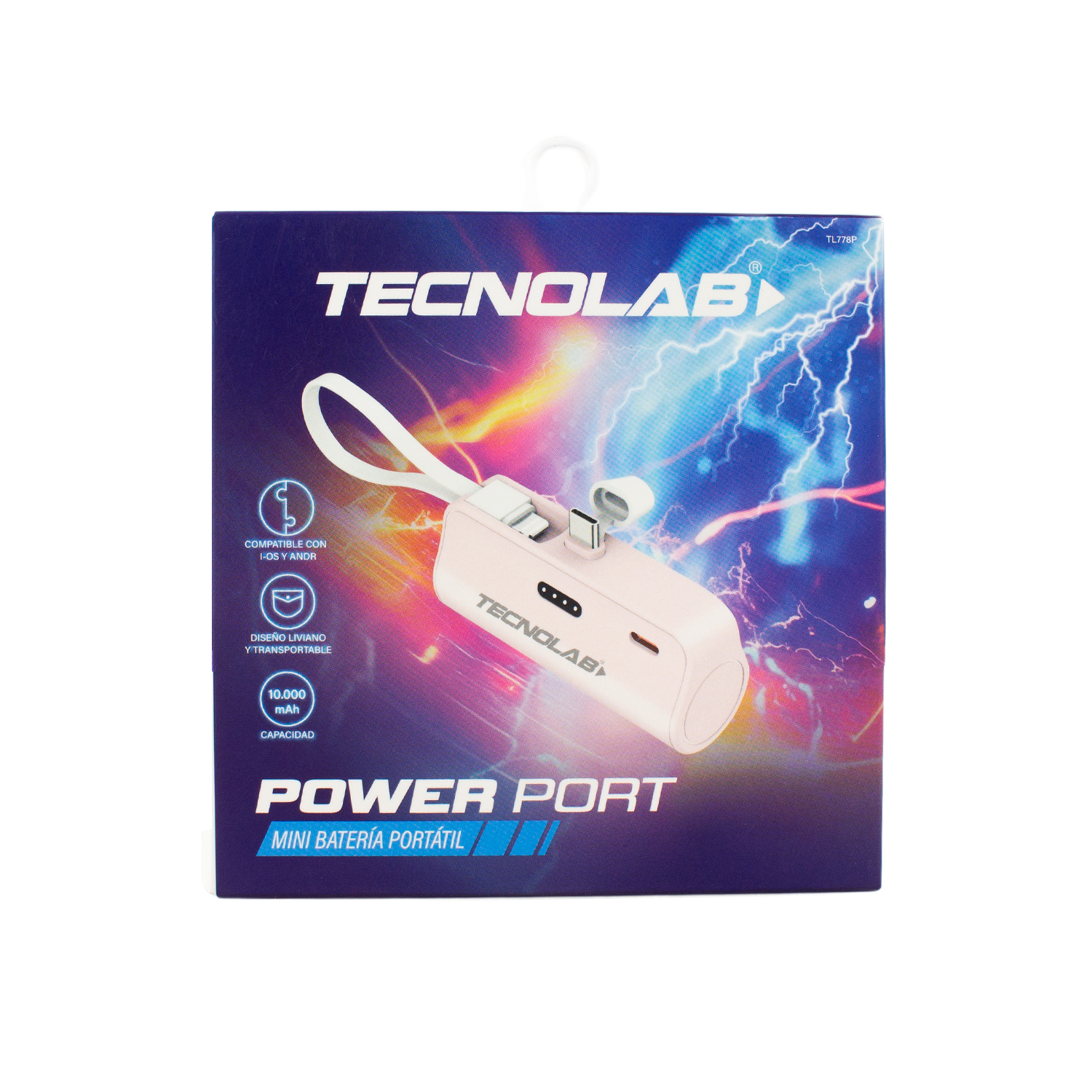 POWERBANK TECNOLAB 10000 mAh, 20W SALIDA USB TIPO C Y LIGHTNING. PINK ...